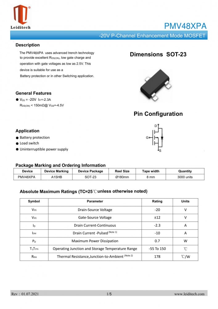 PMV48XPA datasheet page 1