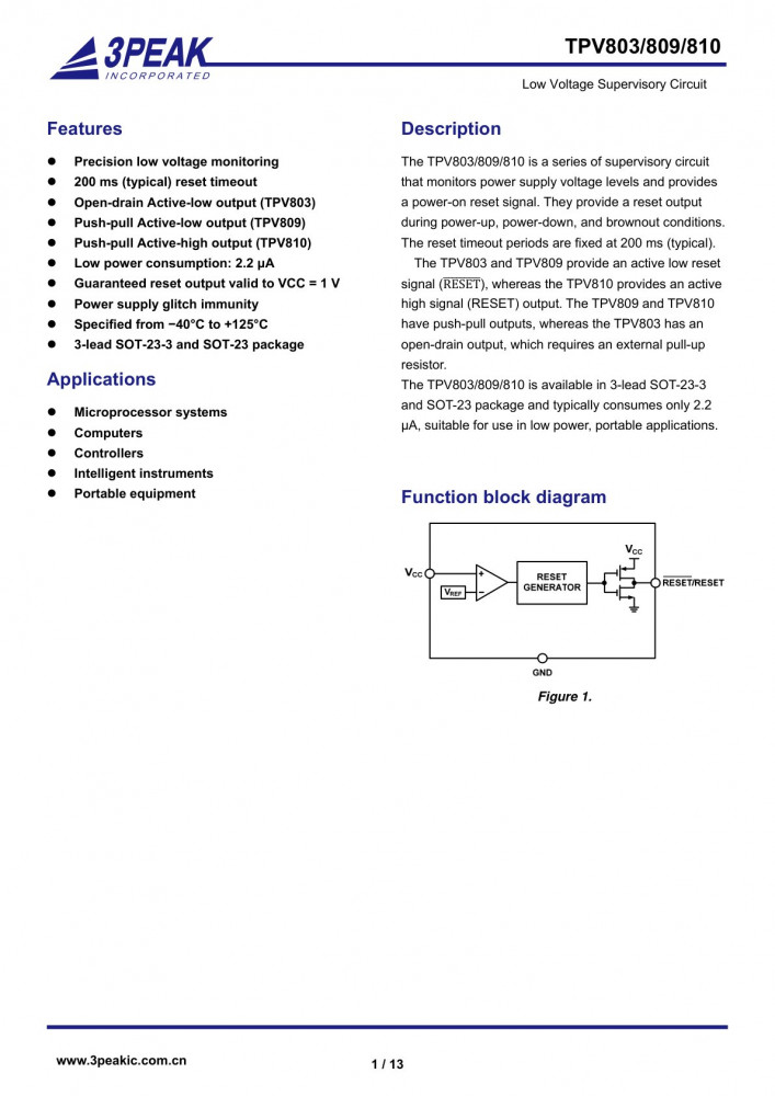 TPV803S-3STR datasheet page 1