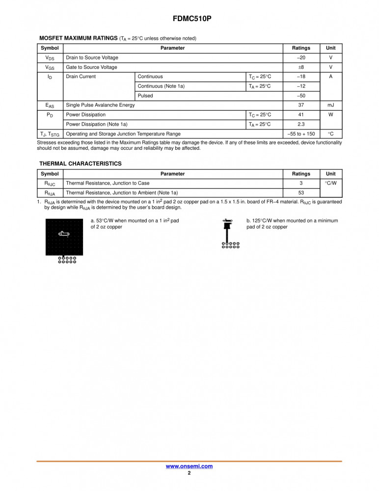 FDMC510P datasheet page 2
