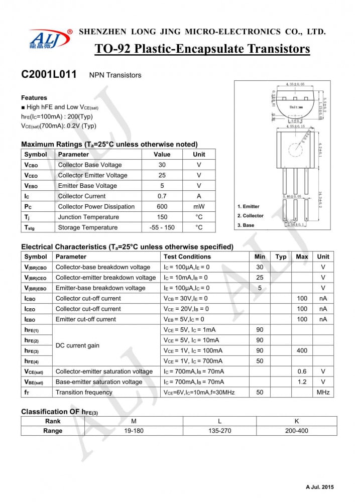 C2001L011 datasheet page 1