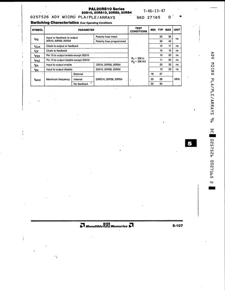 PAL20RS10 series datasheet page 5