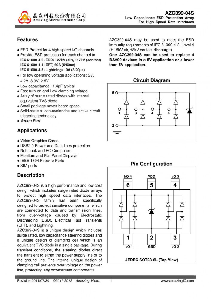 AZC399-04S datasheet page 1