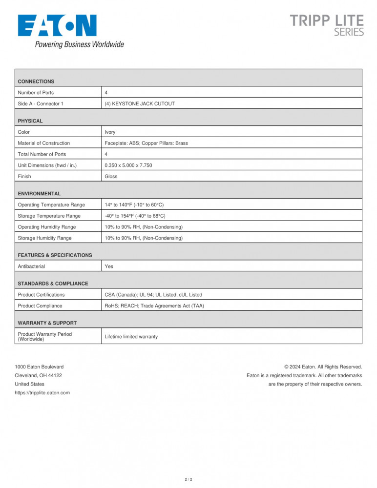 EATON N042DAB-004V-IV technical document page 2