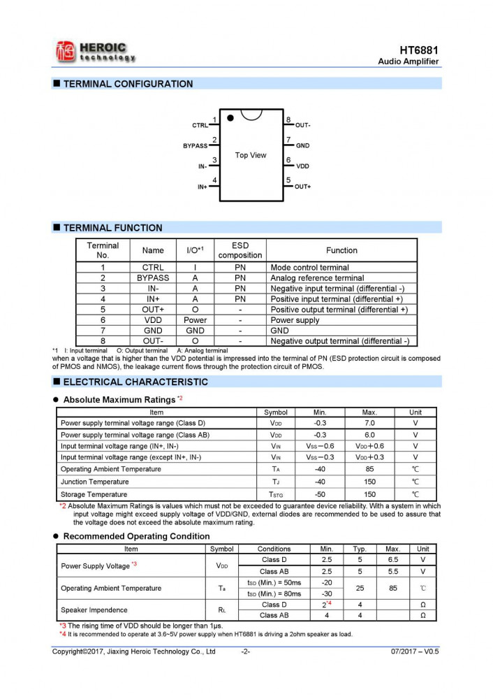 HT6881 datasheet page 2