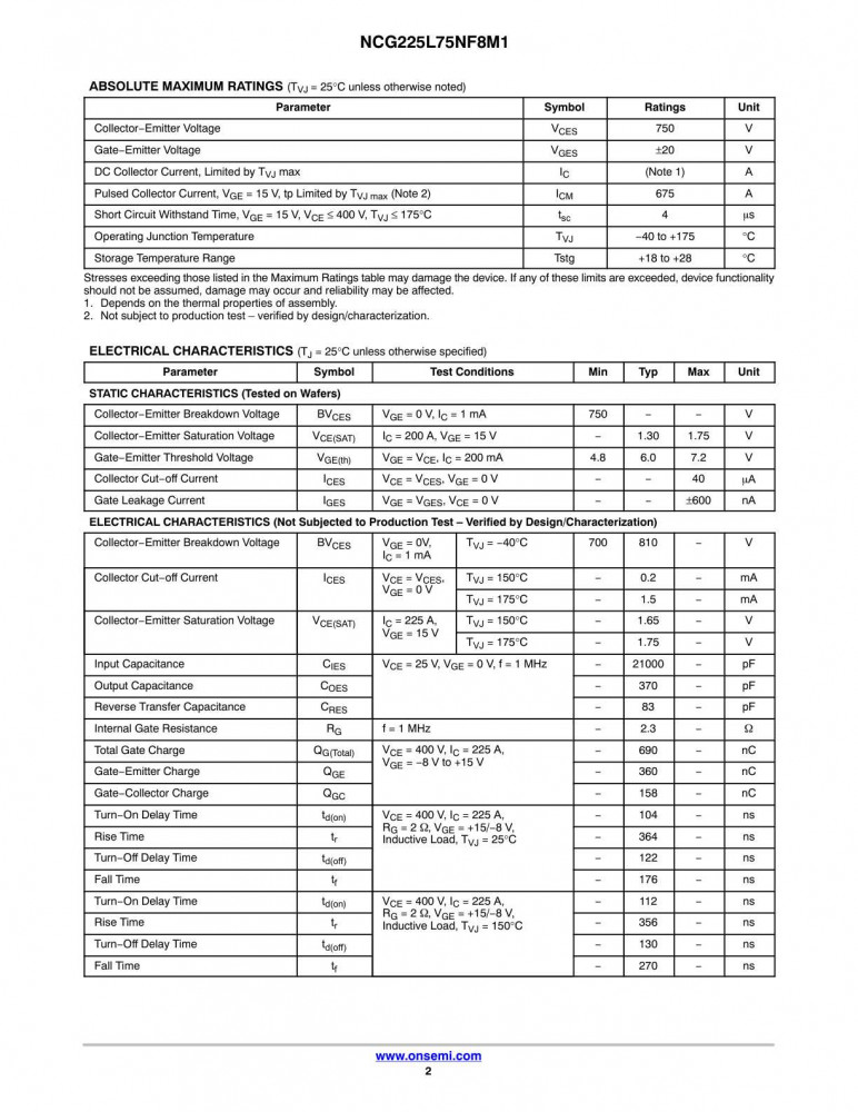 NCG225L75NF8M1 technical document page 2