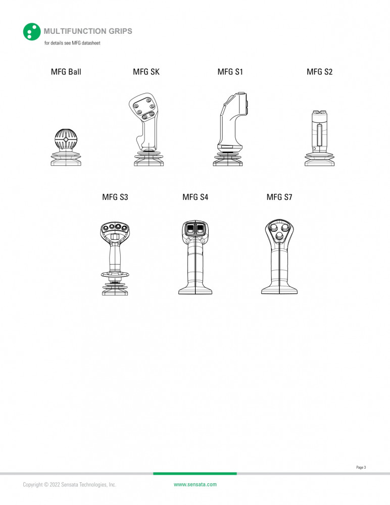 Sensata AJ3 Joystick technical document page 3