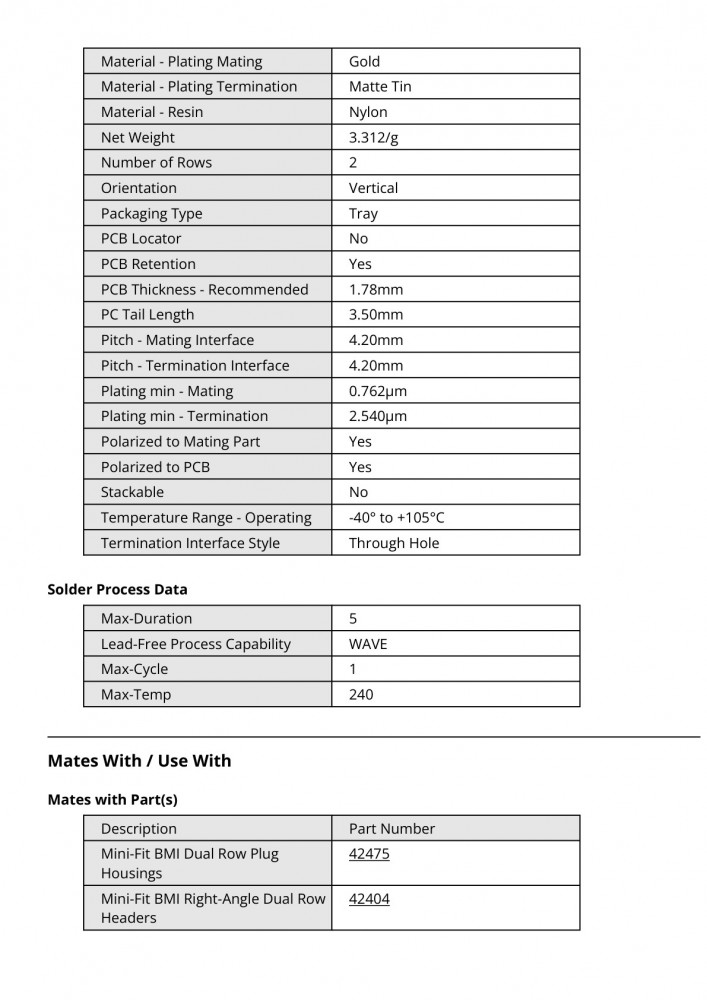 MOLEX MINI-FIT Jr. specification sheet page 3