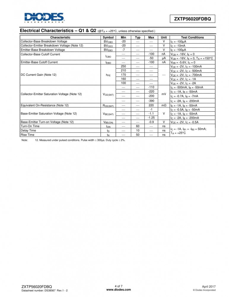 ZXTP56020FDBQ-7 datasheet page 4