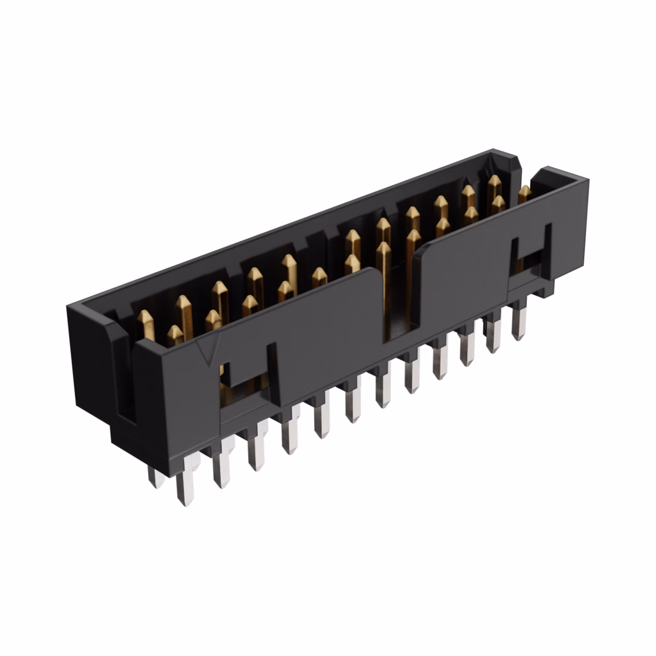 2.00mm Pitch, Milli-Grid PCB Header, Dual Row, Vertical, Through Hole, Shrouded, 50 Circuits, 0.38µm Gold (Au) Plating, 2.50mm Tail Length, Dual Side Slots, Dual Friction Locks, Center Polarization, with Peg, Tube