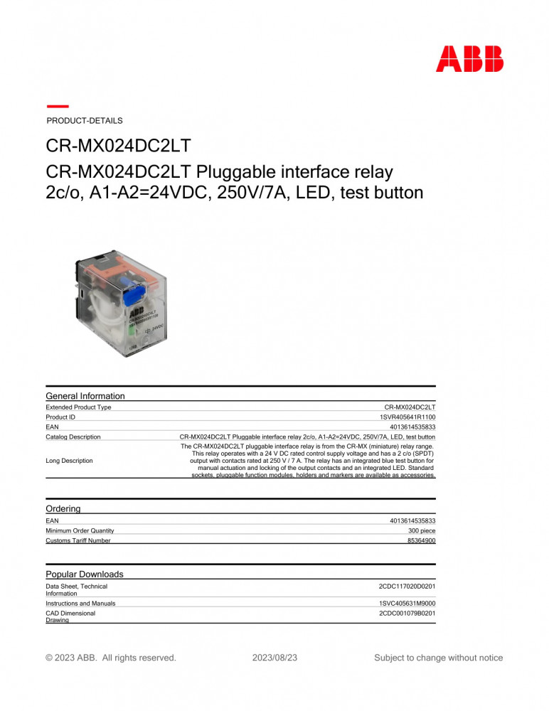 ABB CR-MX024DC2LT interface relay product image