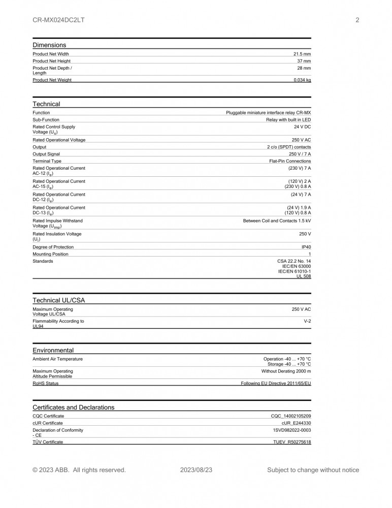 CR-MX024DC2LT technical document page 2