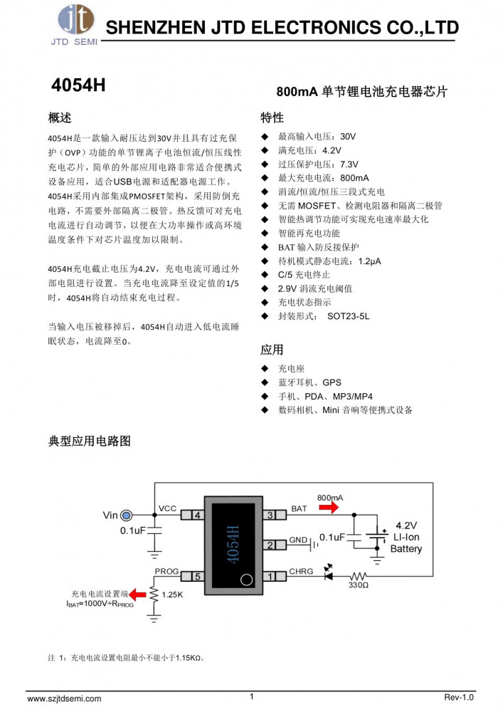 JTD4054H datasheet page 1