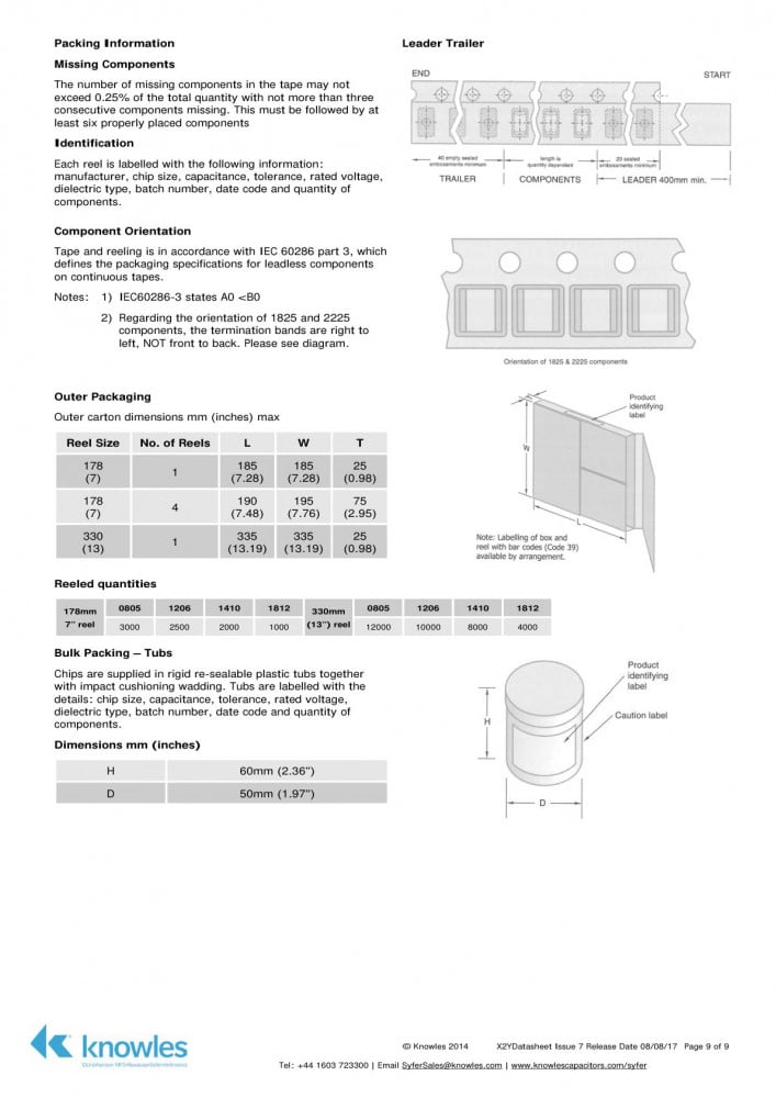 Knowles Syfer technical document page 9