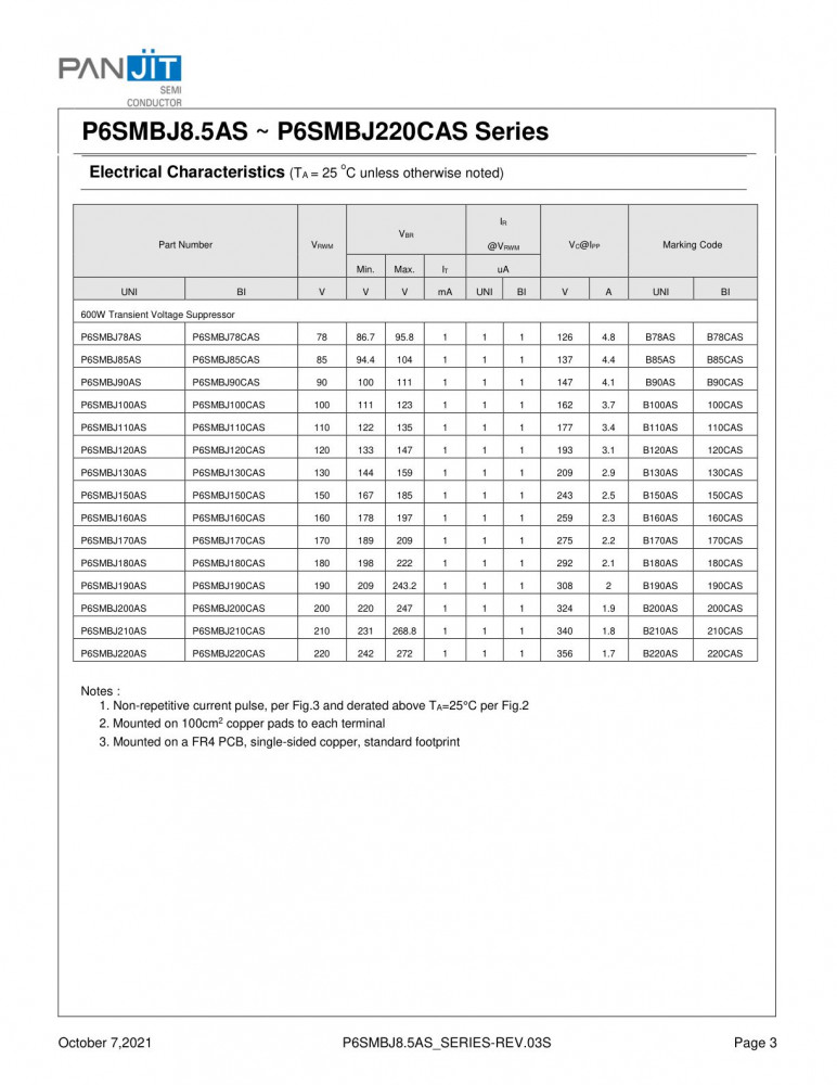 PANJIT P6SMBJ series datasheet page 3