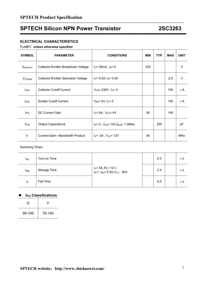 2SC3263 SPTECH datasheet page 2