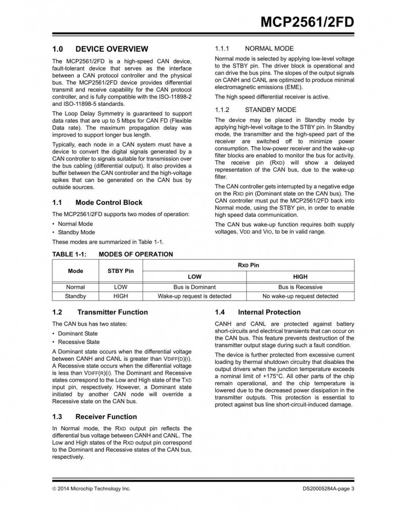 MCP2562FD datasheet page 3