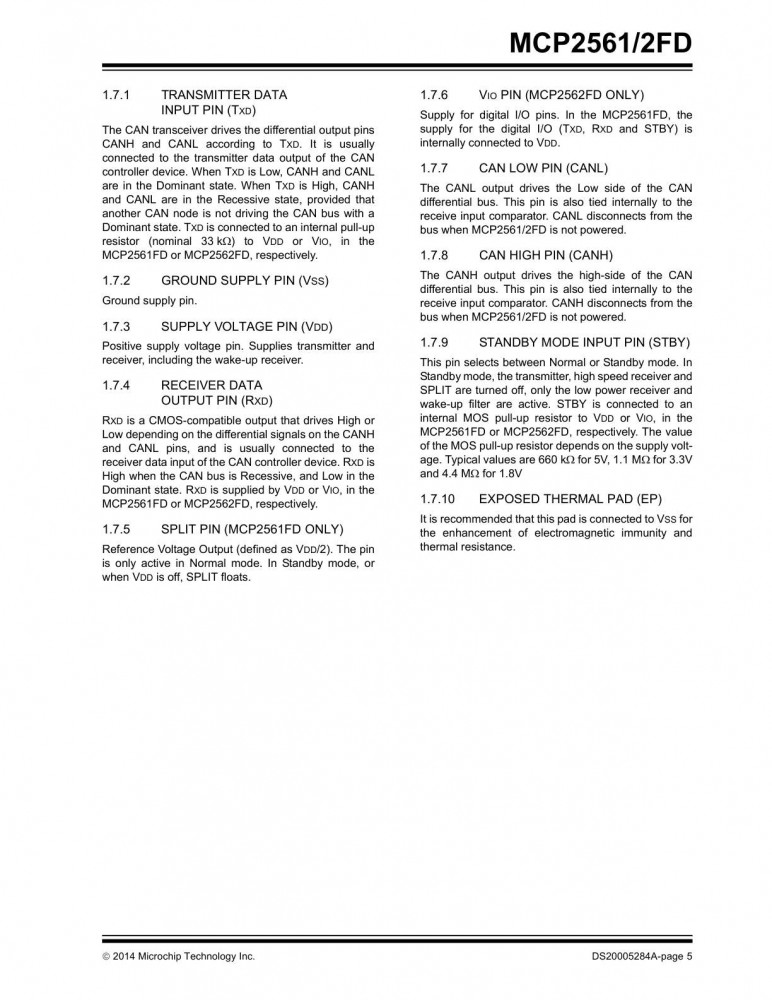 MCP2562FD datasheet page 5