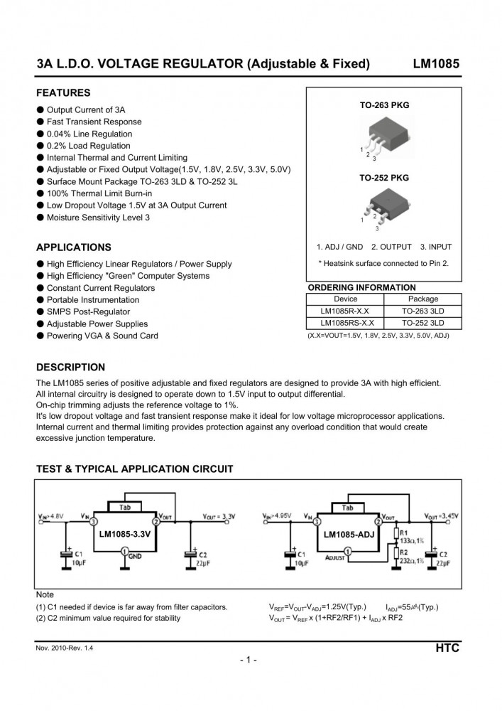 LM1085 datasheet page 1