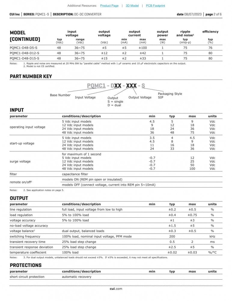 PQMC1-S datasheet page 2
