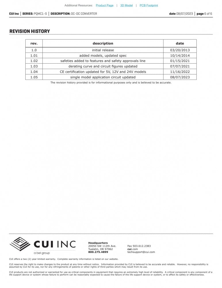 PQMC1-S datasheet page 6