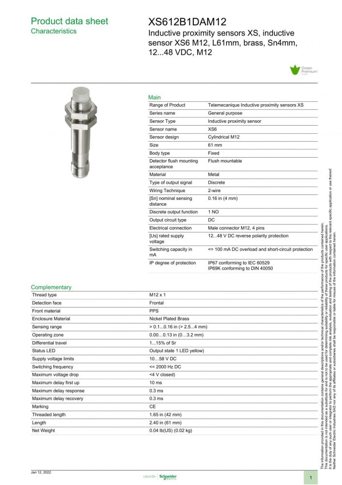 XS612B1DAM12 technical document page 1