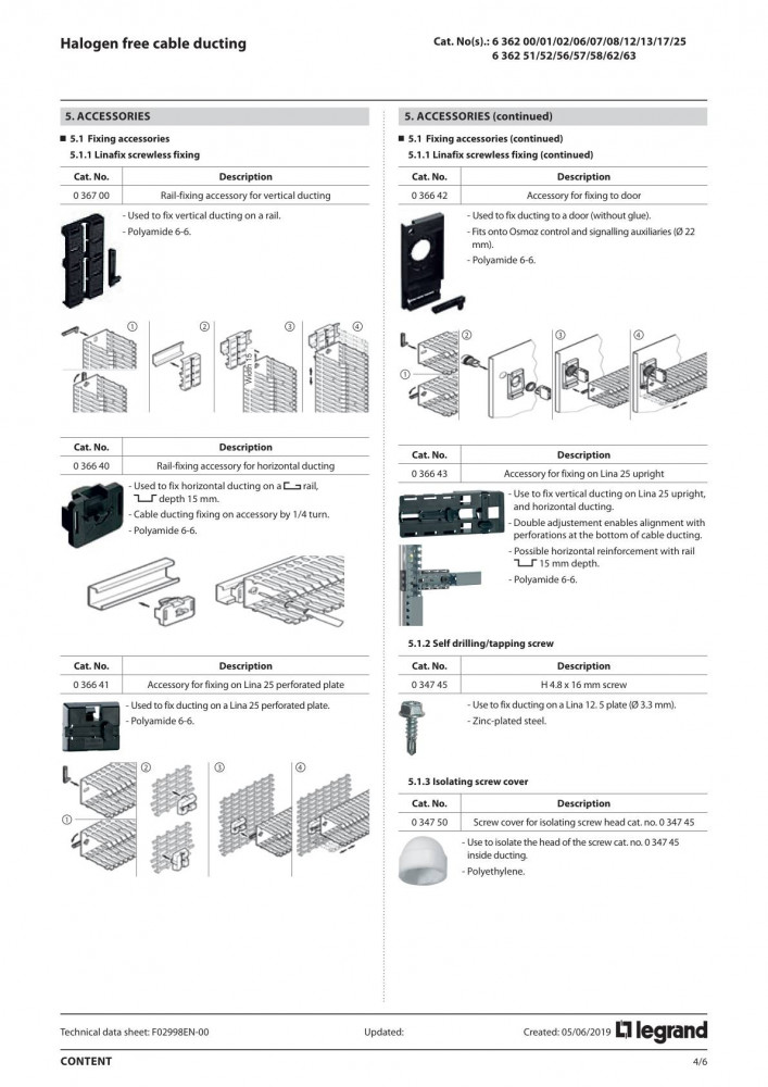 Legrand cable ducting technical document, page 4