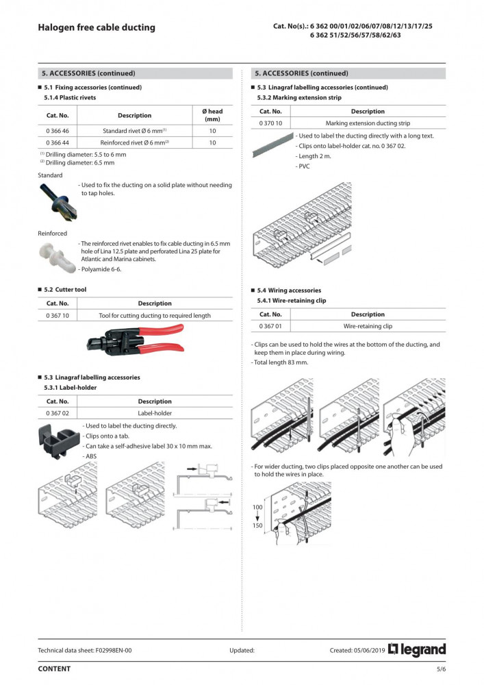 Legrand cable ducting technical document, page 5