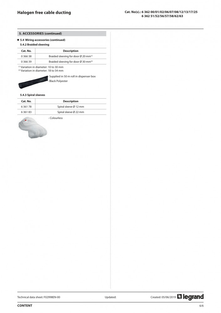 Legrand cable ducting technical document, page 6