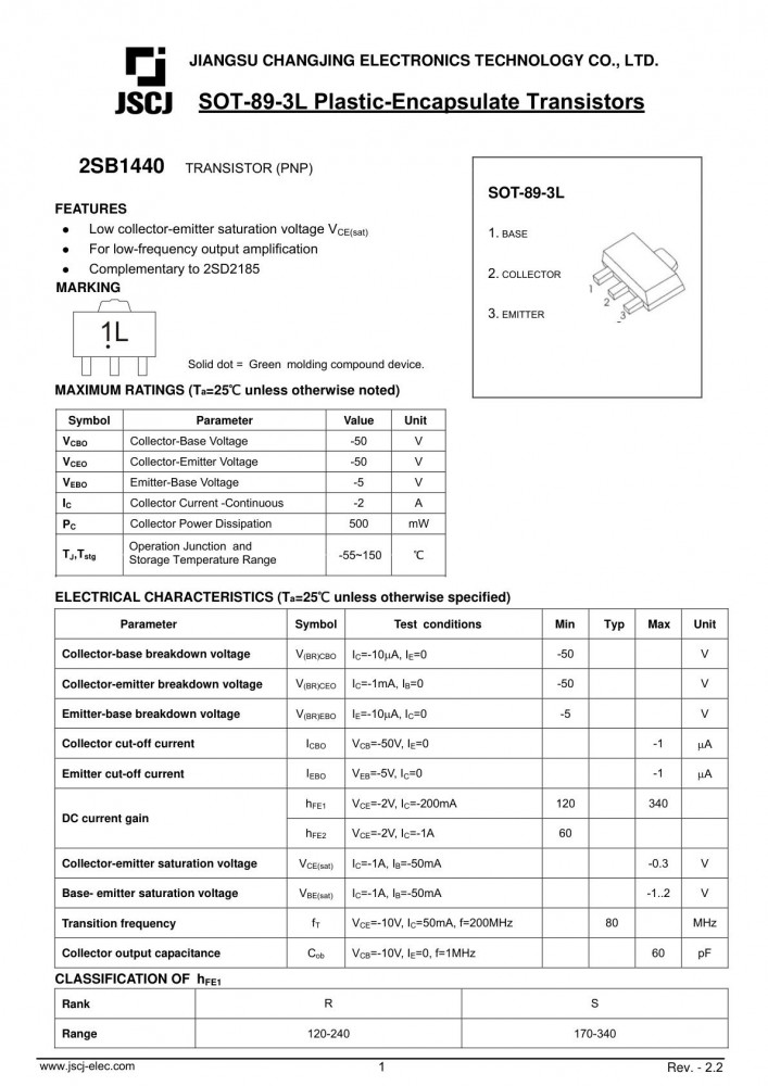 2SB1440 datasheet page 1