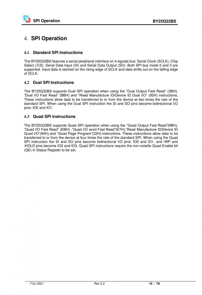 BY25Q32BSTIG(R) datasheet page 10