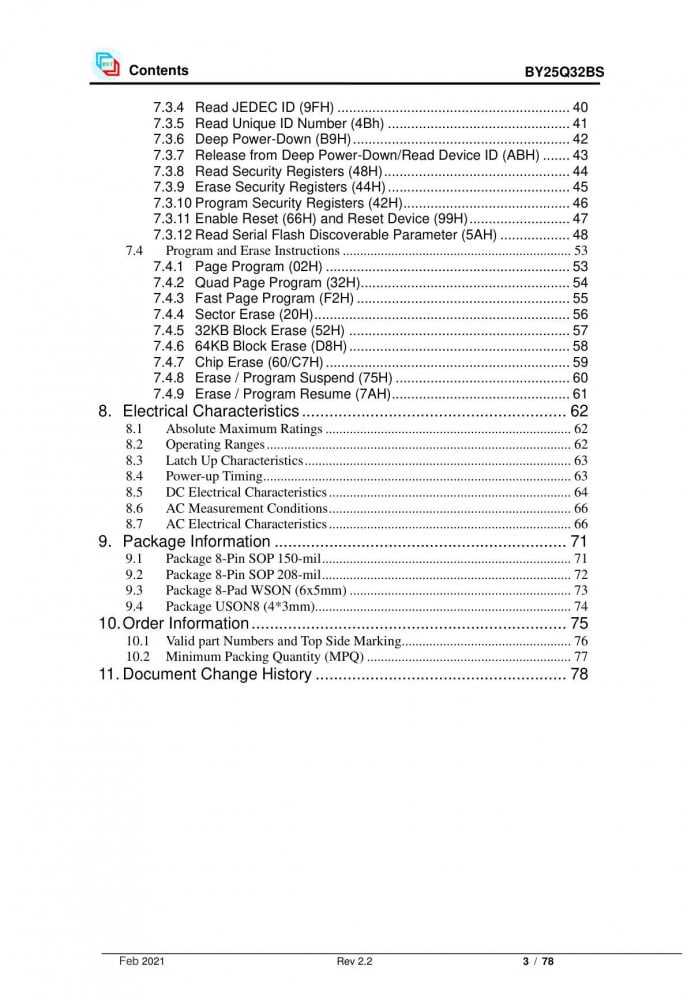 BY25Q32BSTIG(R) datasheet page 3