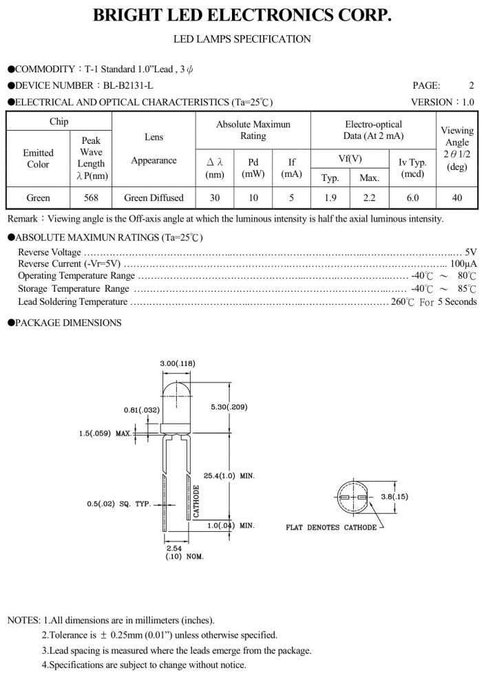 BL-B2131-L datasheet page 1