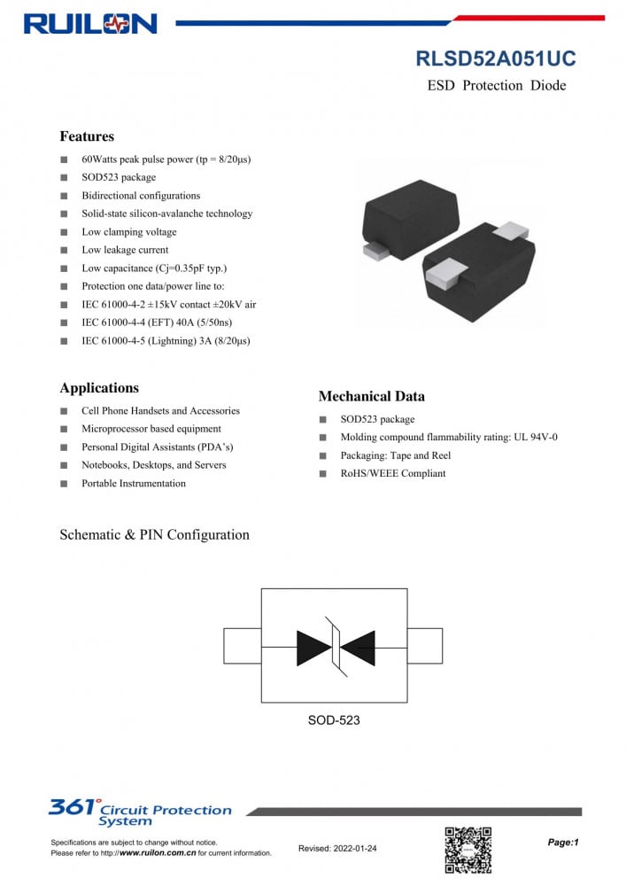 RLSD52A051UC datasheet page 1