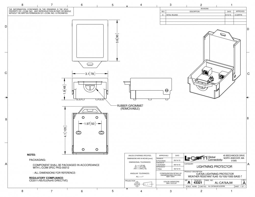 L-com AL-CAT6AJW technical document page
