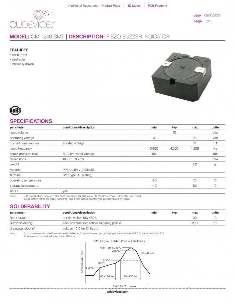 CMI-1240-SMT datasheet page 1
