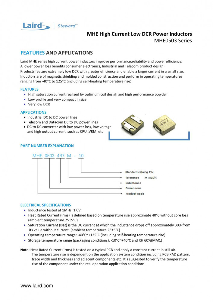 Laird MHE0503 datasheet page 1