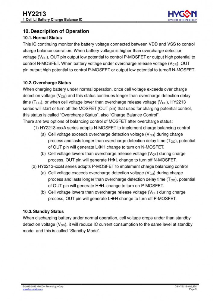 HY2213 datasheet page 9