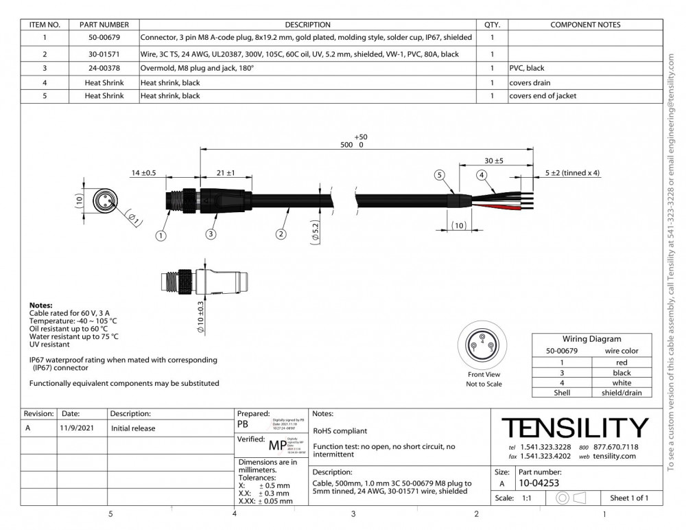 Technical drawing for Tensility International model 10-04253
