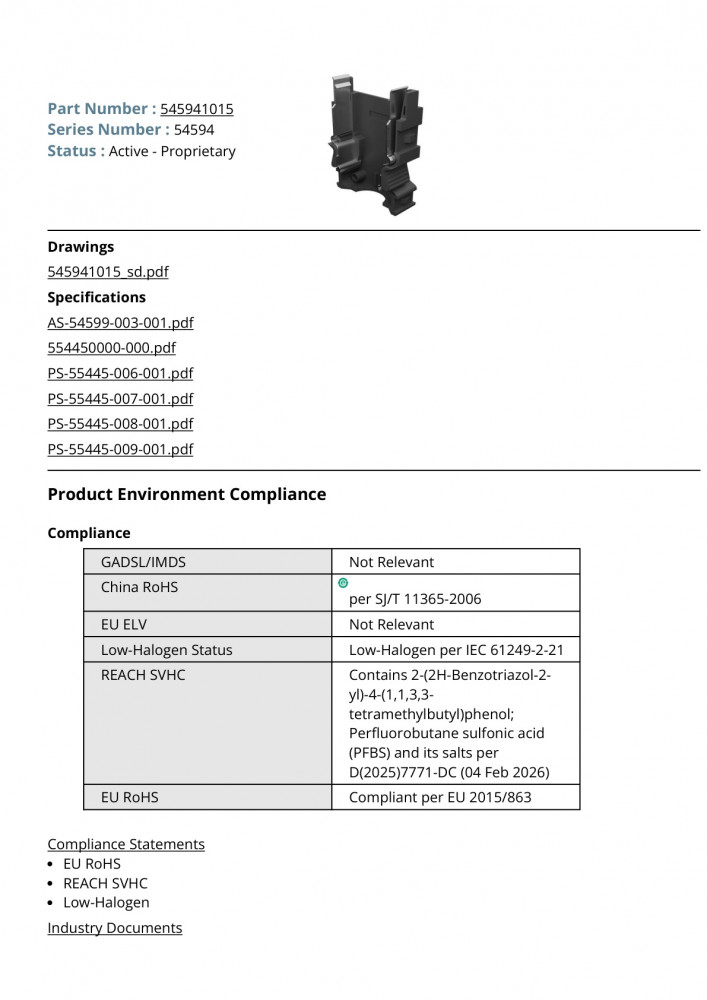 Document image 1 for MOLEX 545941015
