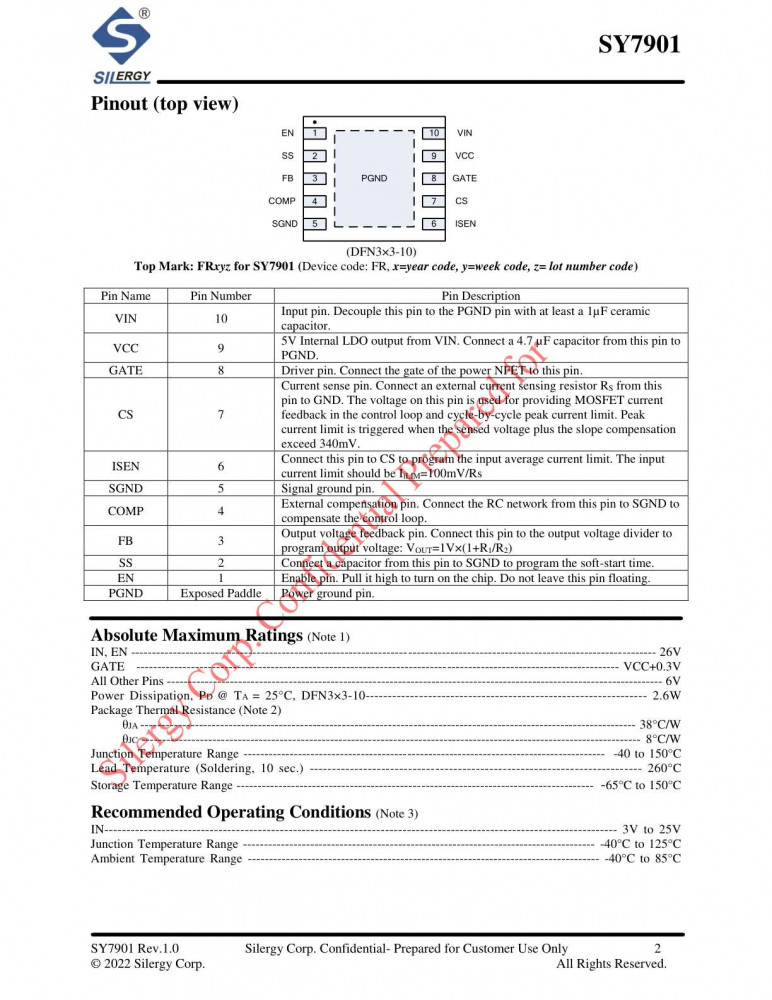 SY7901DBC datasheet page 2