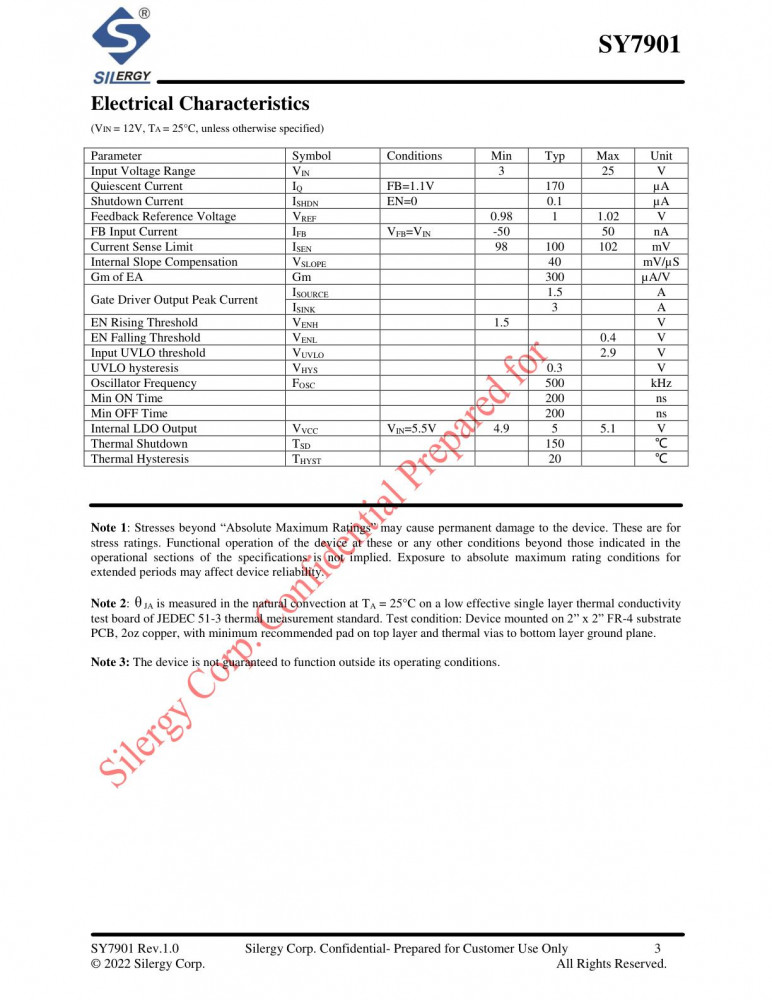 SY7901DBC datasheet page 3