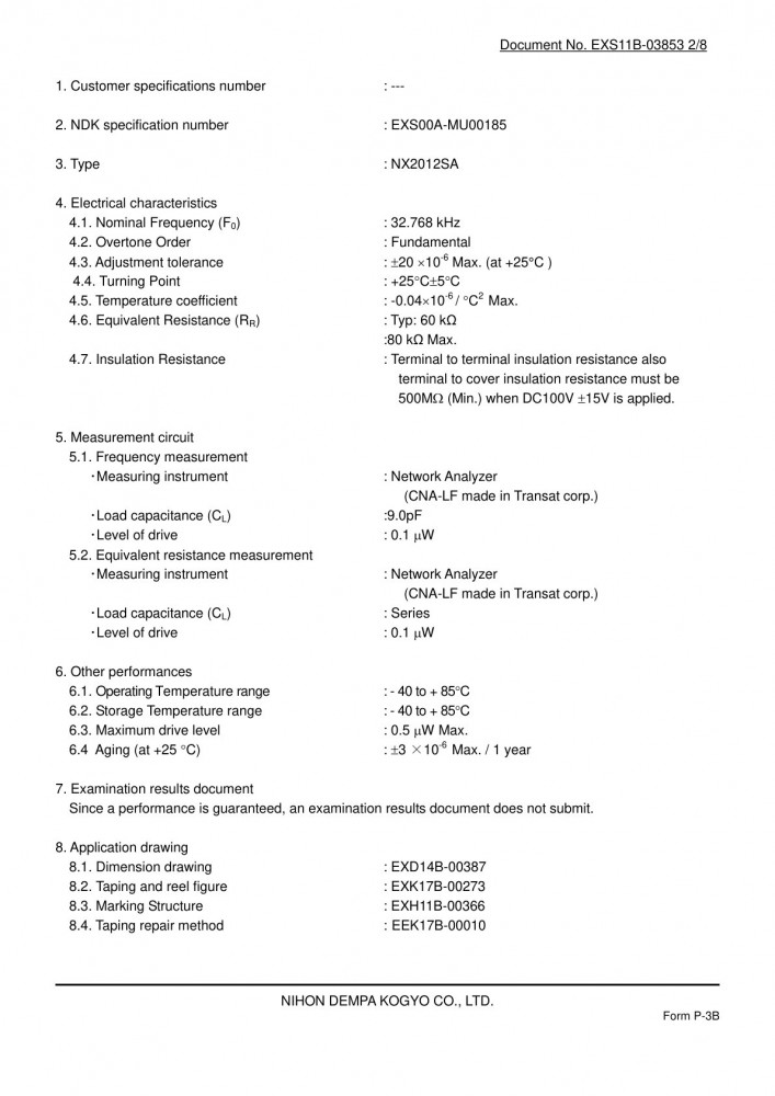 NDK NX2012SA specification page 2