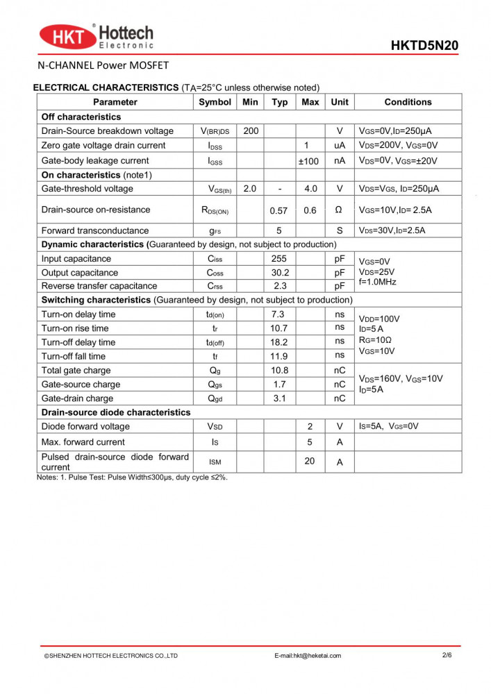 HKTD5N20 datasheet page 2