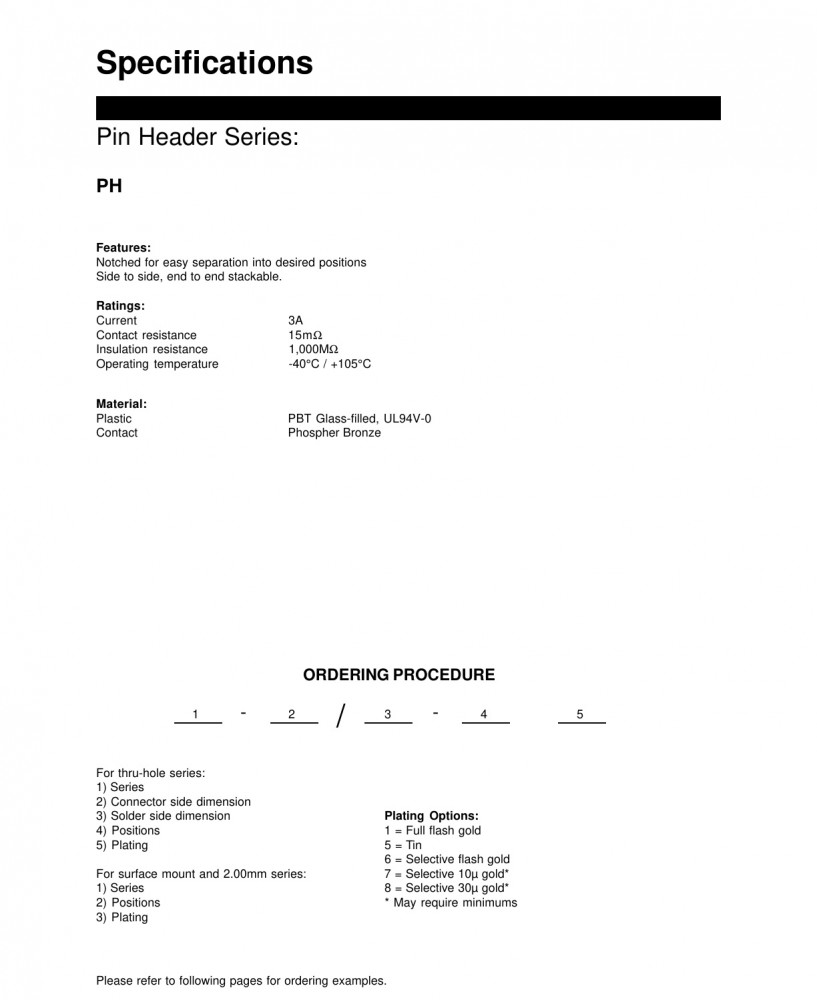 On-Shore Tech PH series pin header document page 2