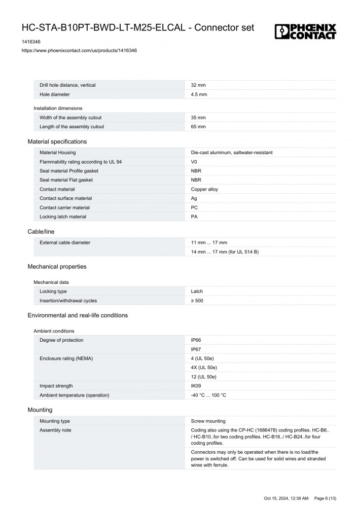 Phoenix Contact 1416346 technical document page 6