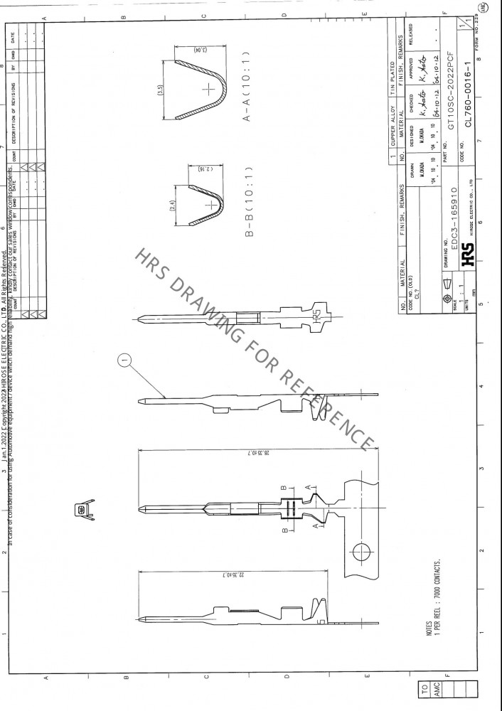 HRS GT10SC-2022PCF technical drawing preview