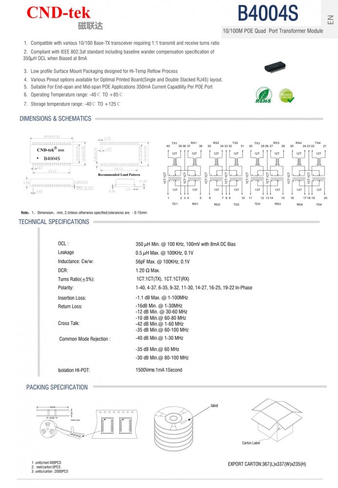 CND-tek B4004S datasheet page