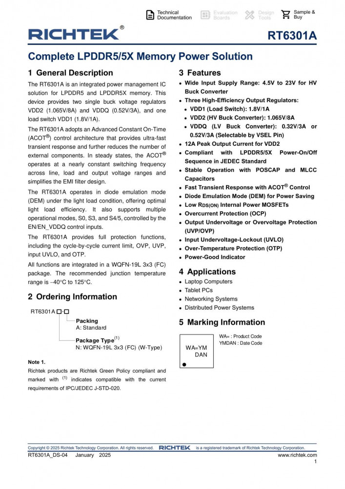 RT6301A document page 1