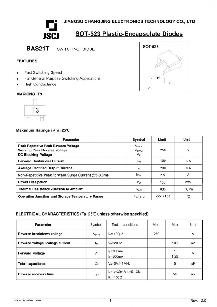 BAS21T datasheet page 1