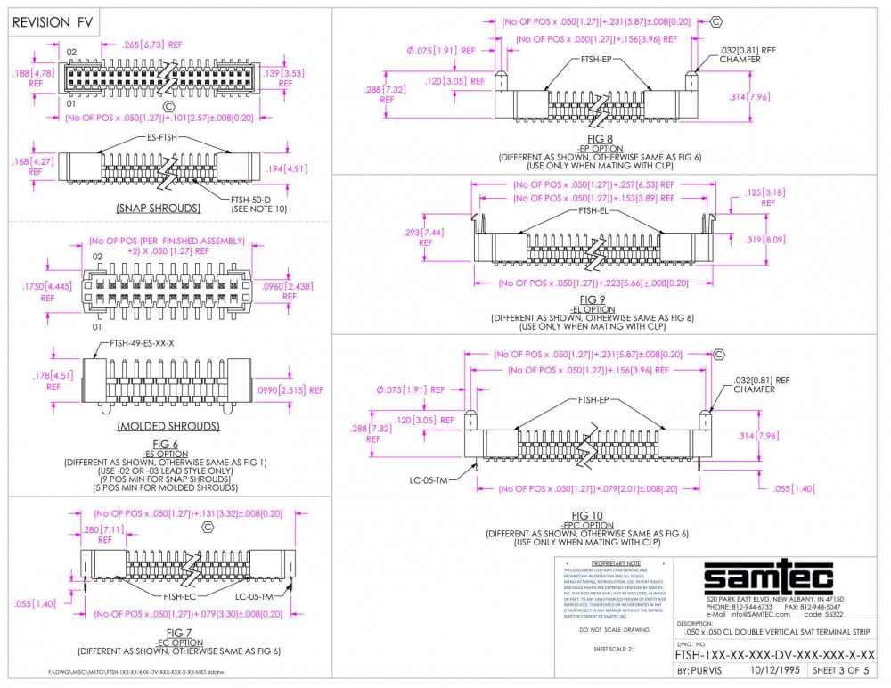 Samtec FTSH drawing page 3